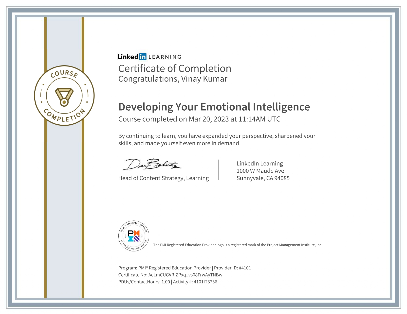 Vinay Kumar Certificates